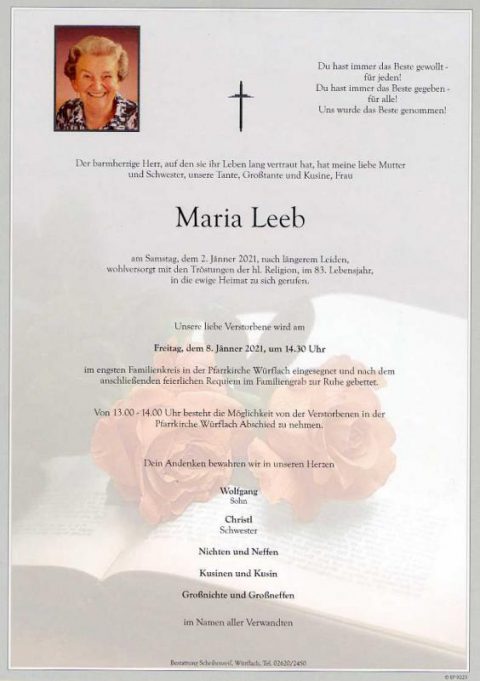 Leeb Maria | Bestattung Scheibenreif